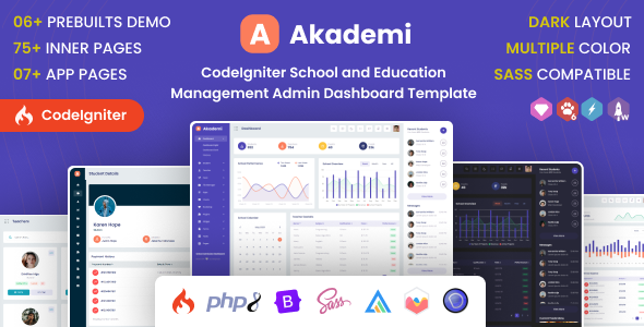 Akademi : CodeIgniter School and Education Management Admin Dashboard ...